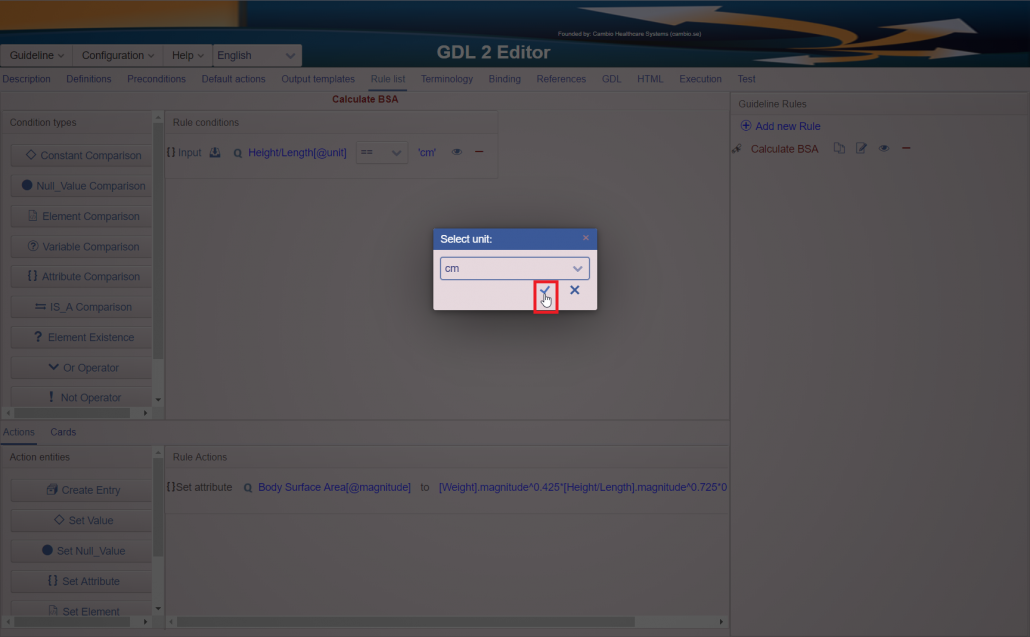 Modifying your BSA guideline – Units – Guideline Definition Language (GDL)