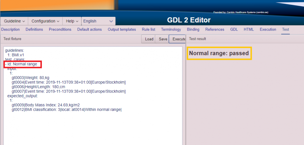 Creating a test fixture – Guideline Definition Language (GDL)